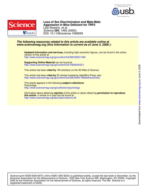 Pdf Loss Of Sex Discrimination And Male Male Aggression In Mice