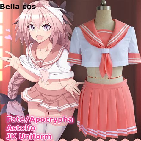 Fate Cosplay Costume Dress Apocrypha Fgo Astolfo Pink Sailor Suit Jk
