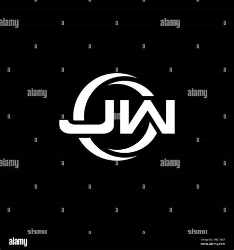 JW Monogram Logo Letter With Simple Shape And Circle Rounded Design Template Isolated On Black