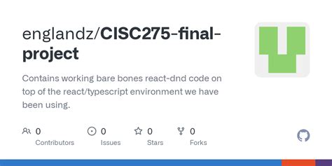 Github Englandzcisc275 Final Project Contains Working Bare Bones React Dnd Code On Top Of