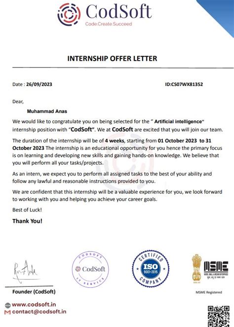 Muhammad Anas On Linkedin Aiengineer Internship Ai Codsoft