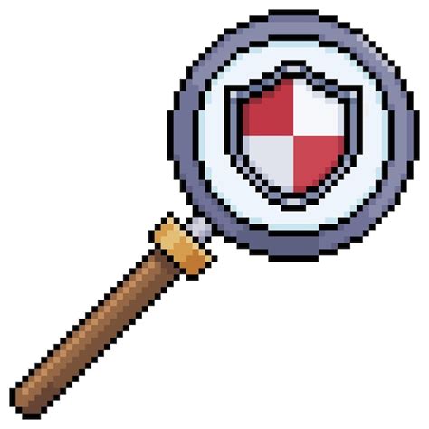 Premium Vector Pixel Art Magnifying Glass With Shield Icon Vector