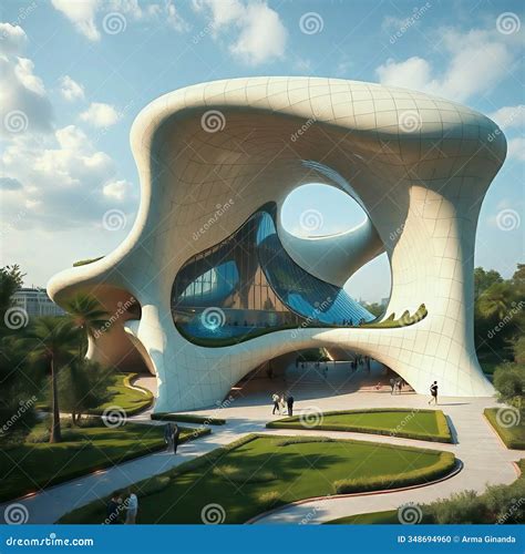 Futuristic Biomorphic Architecture With Sustainable Materials And Advanced Interactive