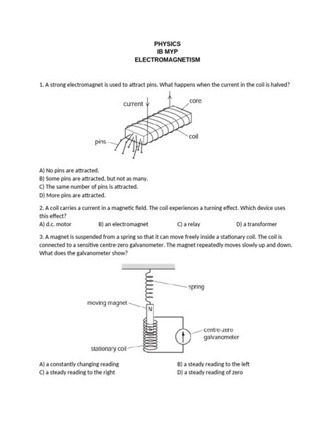 Electromagnetism Worksheet Pdf