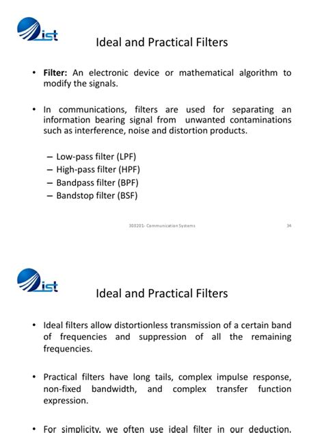 Ideal And Practical Filters 308201 Communication Systems 34 Pdf Filter Signal Processing