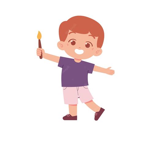 어린 소년 아이 그림 프리미엄 벡터