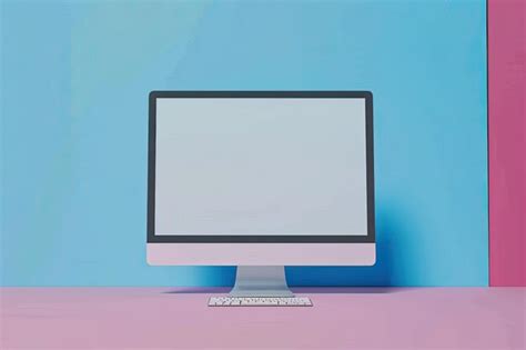 Realistic Computer Mockup With Minimal Background Customizable