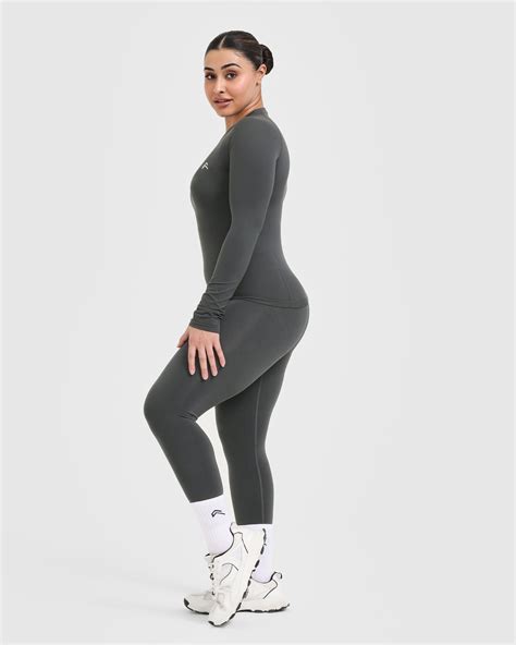 Grey Long Sleeve Fitted Top Womens Oner Active Us