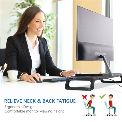 Monitor Stand For Desk RGB Gaming Lights With USB TopMate Foldable Computer Screen Riser