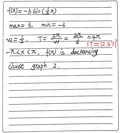 Solved 1 Which Graph Represents The Following Trigonometric Function F X 3sin 1 2 X 17