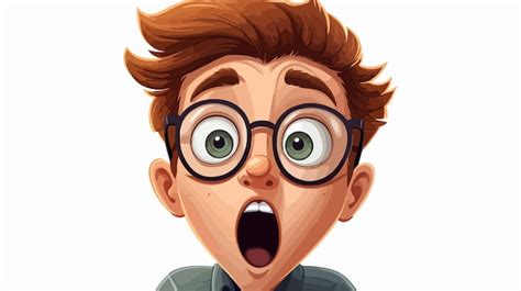 Удивленный мальчик мультфильм Векторная иллюстрация Премиум Ai
