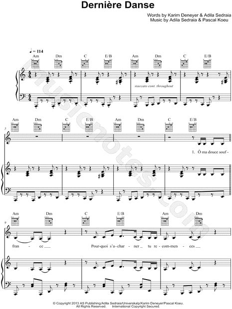 Indila Dernière Danse Sheet Music In A Minor Transposable