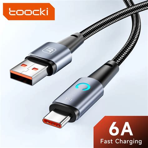 Toocki LED USB Tipo C Cabo De Carregamento R Pido Cabo De Dados