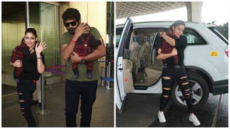 Nayanthara Vignesh Shivn Spotted With Their Twins At Mumbai Airport