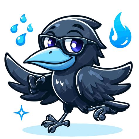 Cute Smile Crow Cartoon Vector On White Background Premium Ai