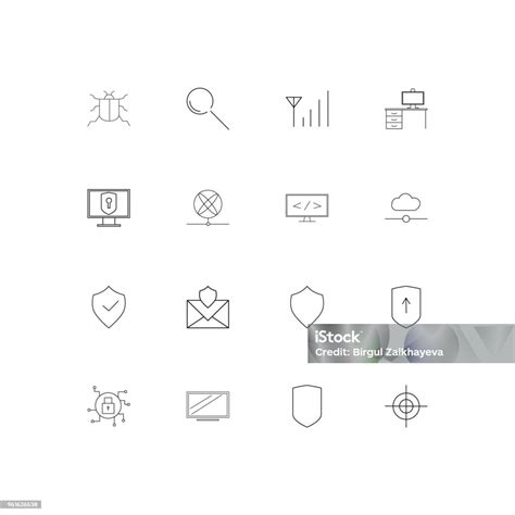 인터넷 보안 선형 얇은 아이콘 설정합니다 간단한 벡터 아이콘 설명 0명에 대한 스톡 벡터 아트 및 기타 이미지 0명 디자인 방패 Istock