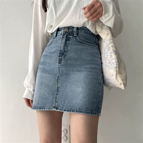 [탄탄핏 ] 핀스 탄탄핏 난스판 중청 데님 미니 스커트 청치마 에이블리