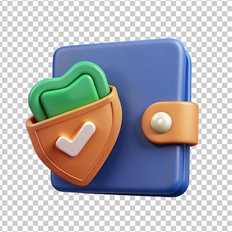 Premium Psd 3d Wallet With Shield And Padlock Isolated