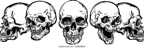 Human Skulls Wall Panel Art Tattoo Stock Vector Royalty Free