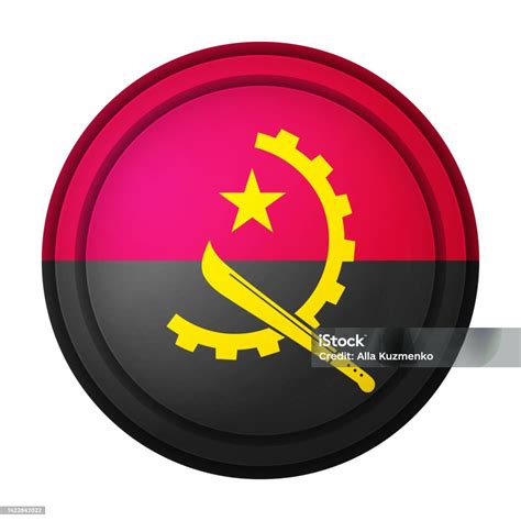 앙골라의 깃발라운드 아이콘 유리 빛 공 스티커 구체 앙골라 국가 상징 광택 사실적 공 3d 추상 벡터 일러스트 템플릿 큰 거품 3차원 형태에 대한 스톡 벡터 아트 및 기타