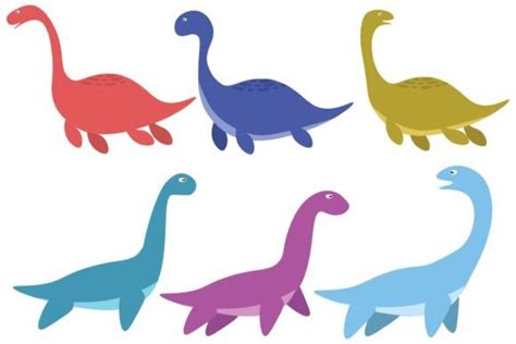 Set Cute Plesiosaurus Vector Graphic By Astersenna · Creative Fabrica