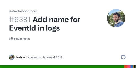 Add Name For Eventid In Logs · Issue 6381 · Dotnetaspnetcore · Github