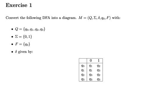 Solved Convert The Following DFA Into A Diagram Chegg Com