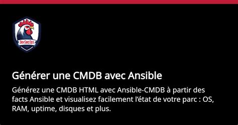 Générer Une Cmdb Avec Ansible Stéphane Robert