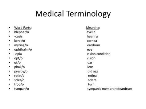 Medical Terminology Word Parts Ppt Medical Terminology Powerpoint