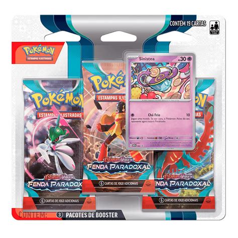 Pokémon Blister Triplo Escarlate e Violeta Fenda Paradoxal Sinistea 187 41132 33646 Copag