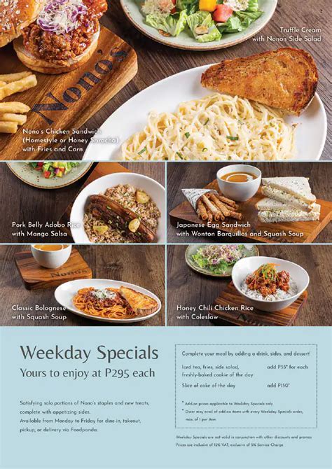 Menu At Nonos Restaurant Makati H26936j