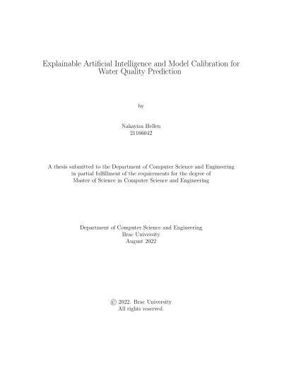 Explainable Artificial Intelligence And Model Calibration For Water