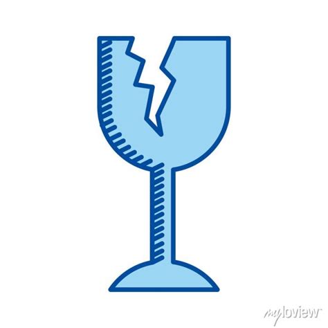 Blue Contour Of Fragile Packaging Symbol Broken Wine Glass Vector