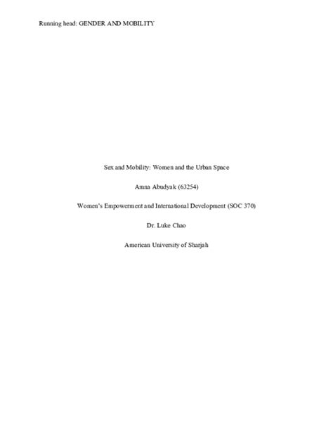 Doc Sex And Mobility Women And The Urban Space