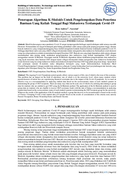 Pdf Penerapan Algoritma K Medoids Untuk Pengelompokan Data Penerima