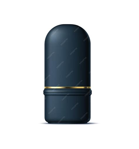 현실적인 검은색 화장품 병 튜브 및 플라스틱 용기 트위스트 황금색 세부 사항 및 브랜드를위한 라벨 영역을 가진 디오도란트 고립 3d 터 모 프리미엄 벡터