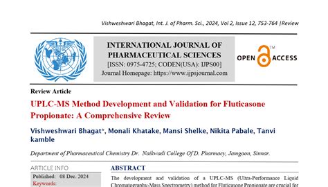 Uplc Ms Method Development And Validation For Fluticasone Propionate A Comprehensive Review
