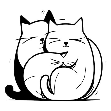 Premium Vector Vector Illustration Of Two Cute Cats Hand Drawn Doodle