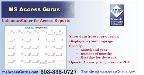 CalendarMaker For Microsoft Access Reports