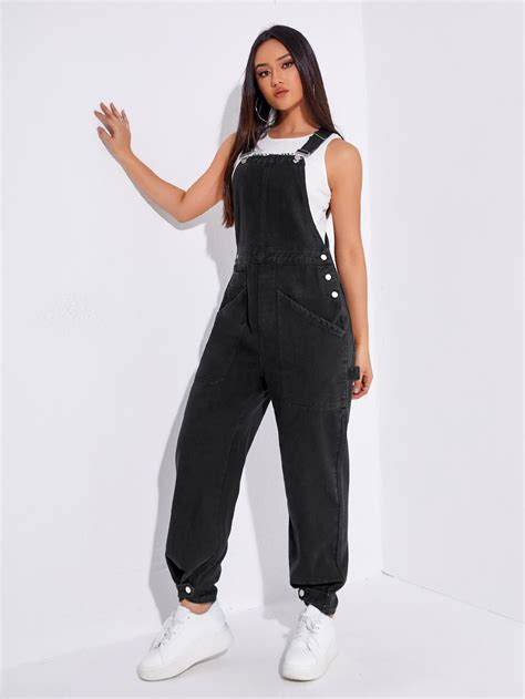 Keep It Loose Wide Leg Denim Overalls Black Artofit