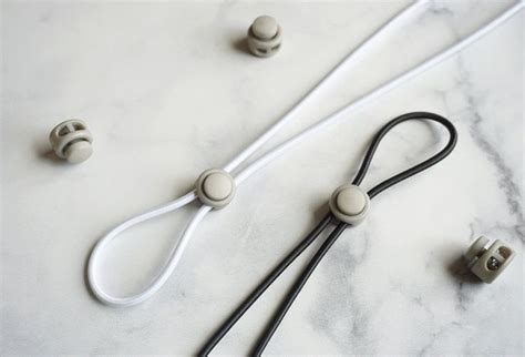 Gray Cord Lock With Button Inch Cord Stopper Two Hole Toggles Elastic Cord Adjuster