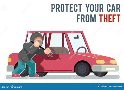 Isolated Automobile Car Protection Steal Burglar Robber Thief Danger
