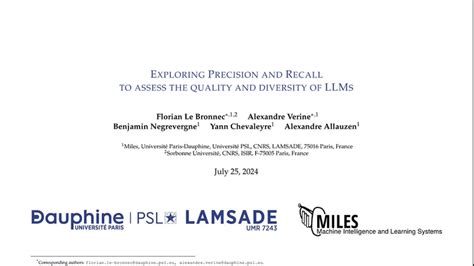 Exploring Precision And Recall To Assess The Quality And Diversity Of Llms Underline