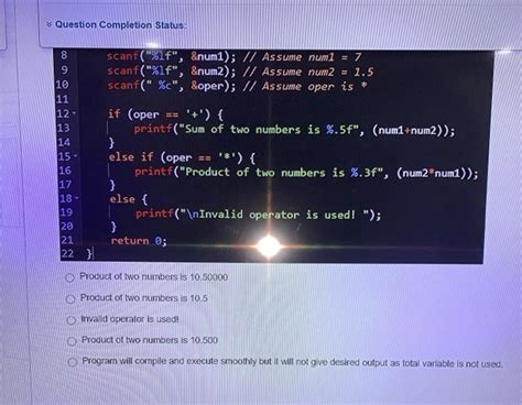 Solved Question 25 What Is The Output Of The Following C