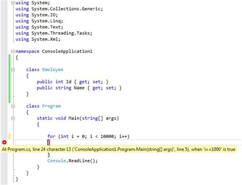 Setting Breakpoints In Visual Studio