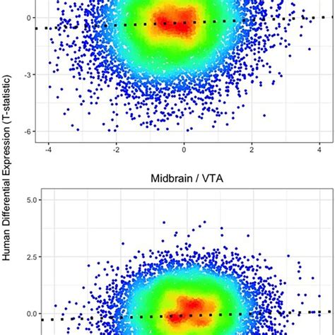Heat Scatter Plots Showing The Linear Associations Between Differential