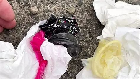 Jerking Off Into Roommates Dirty Used Condom Emptying My Balls Into A Condom Cumpile Solo