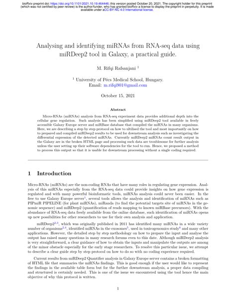 Pdf Analysing And Identifying Mirnas From Rna Seq Data Using Mirdeep