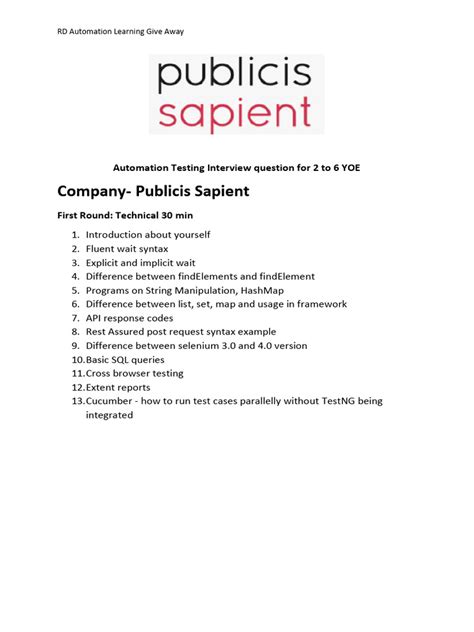 Publicis Sapient Interview Questions Pdf Pdf