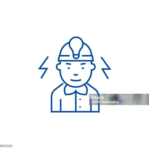 Concept Dicône De Ligne Délectricien Électricien Plat Vecteur Symbole